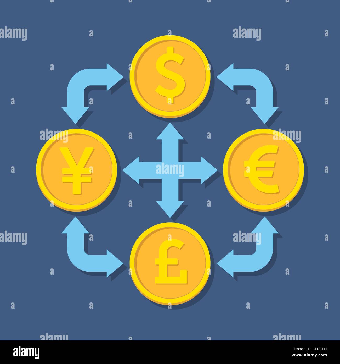 Currency exchange concept. Flat design stylish. Isolated on color ... Currency exchange concept. Flat design stylish. Isolated on color ...