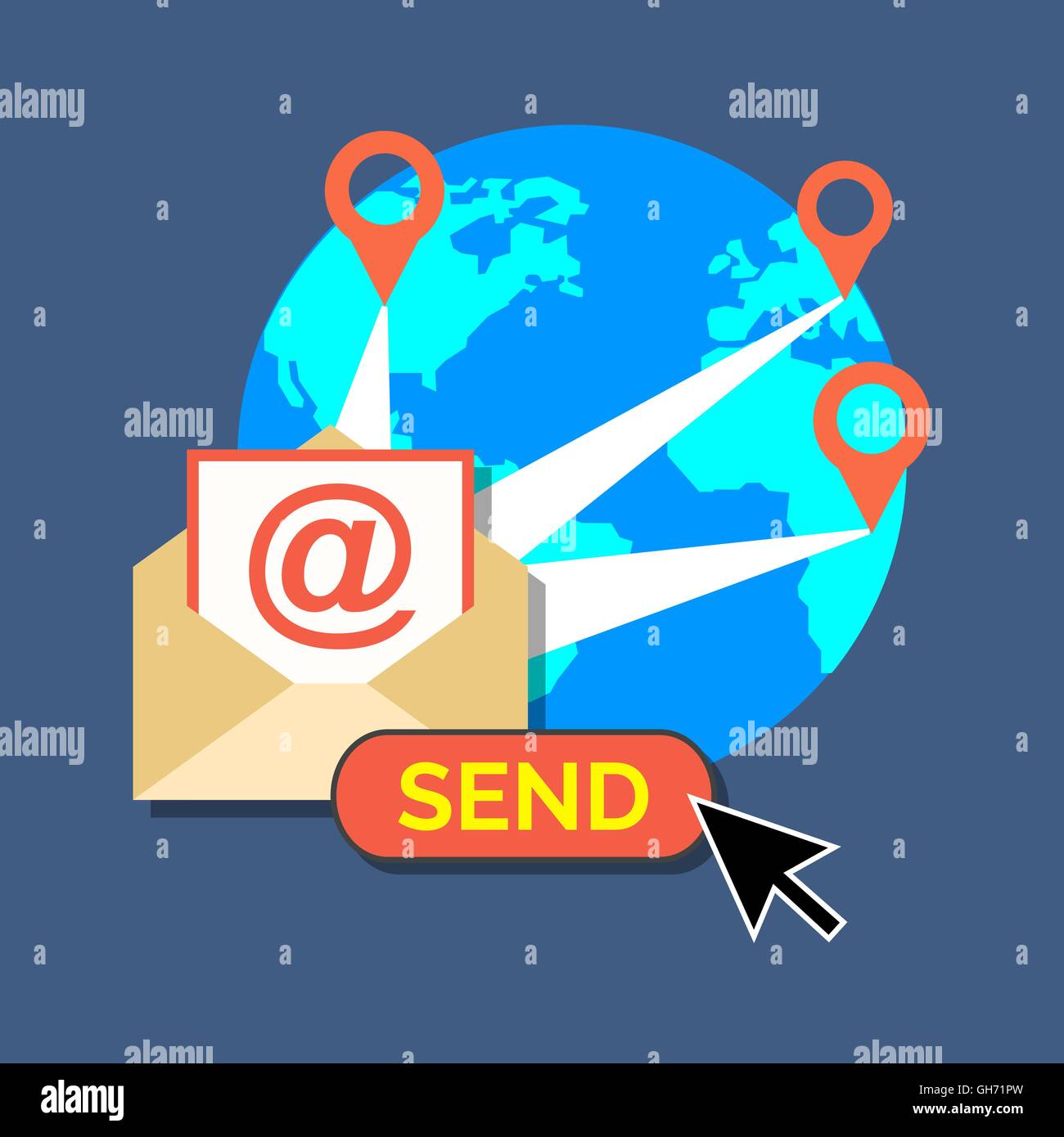 E-mail marketing, newsletter concept. Flat design stylish. Isolated on ... E-mail marketing, newsletter concept. Flat design stylish. Isolated on ...