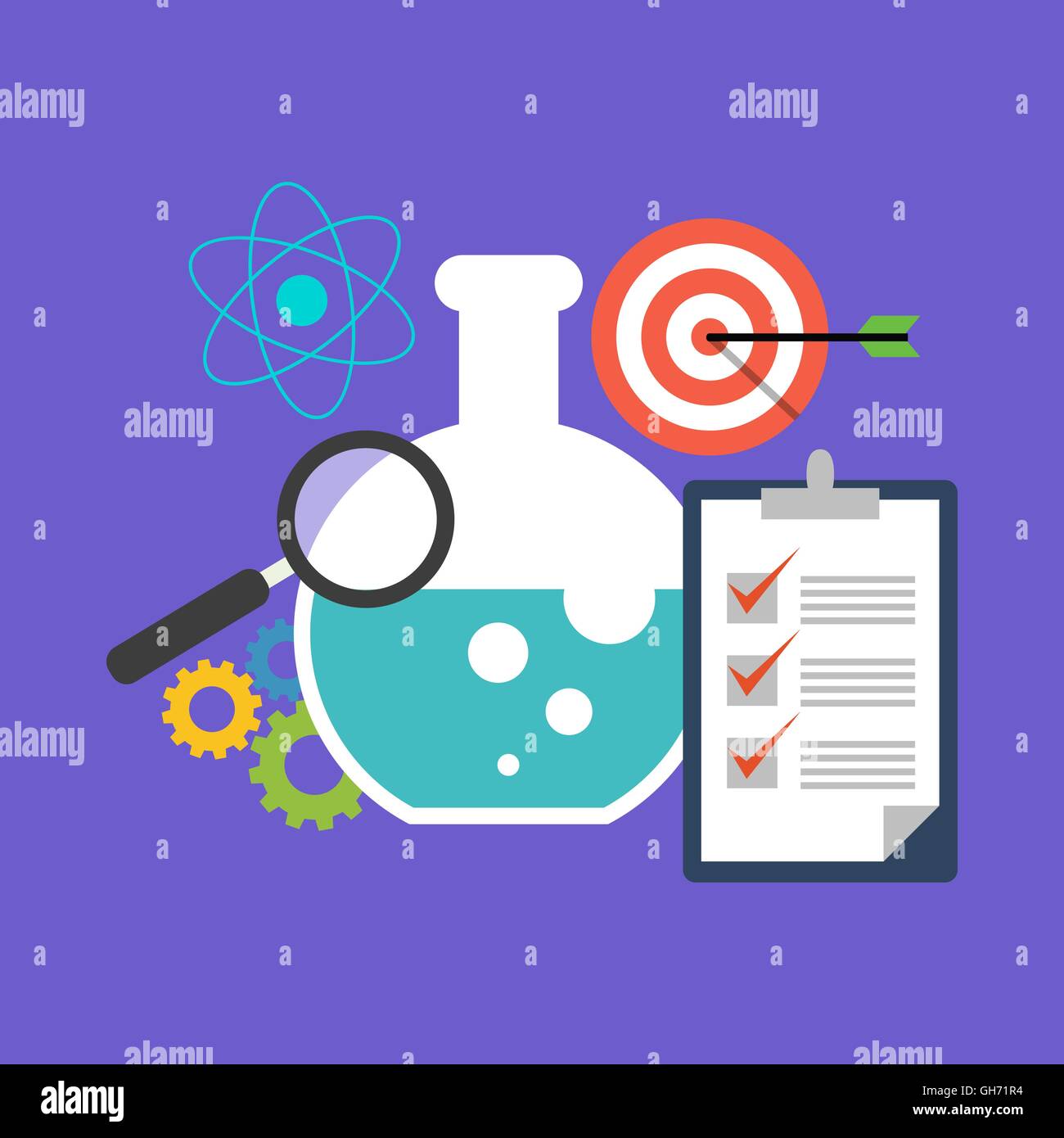 Research concept. Flat design stylish. Isolated on color background ...