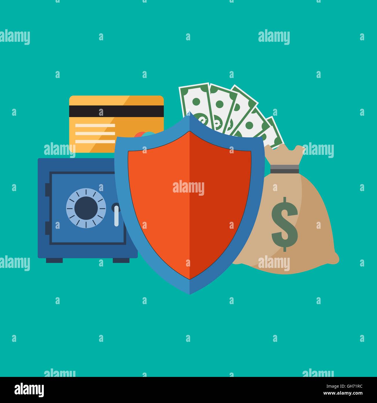 Financial security concept. Flat design stylish. Isolated on color ...