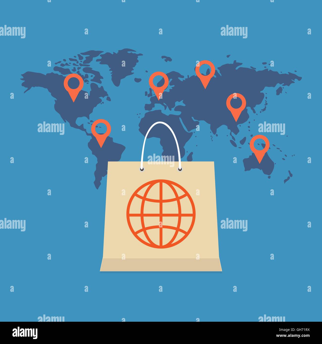 International shopping illustration Stock Vector Images - Alamy