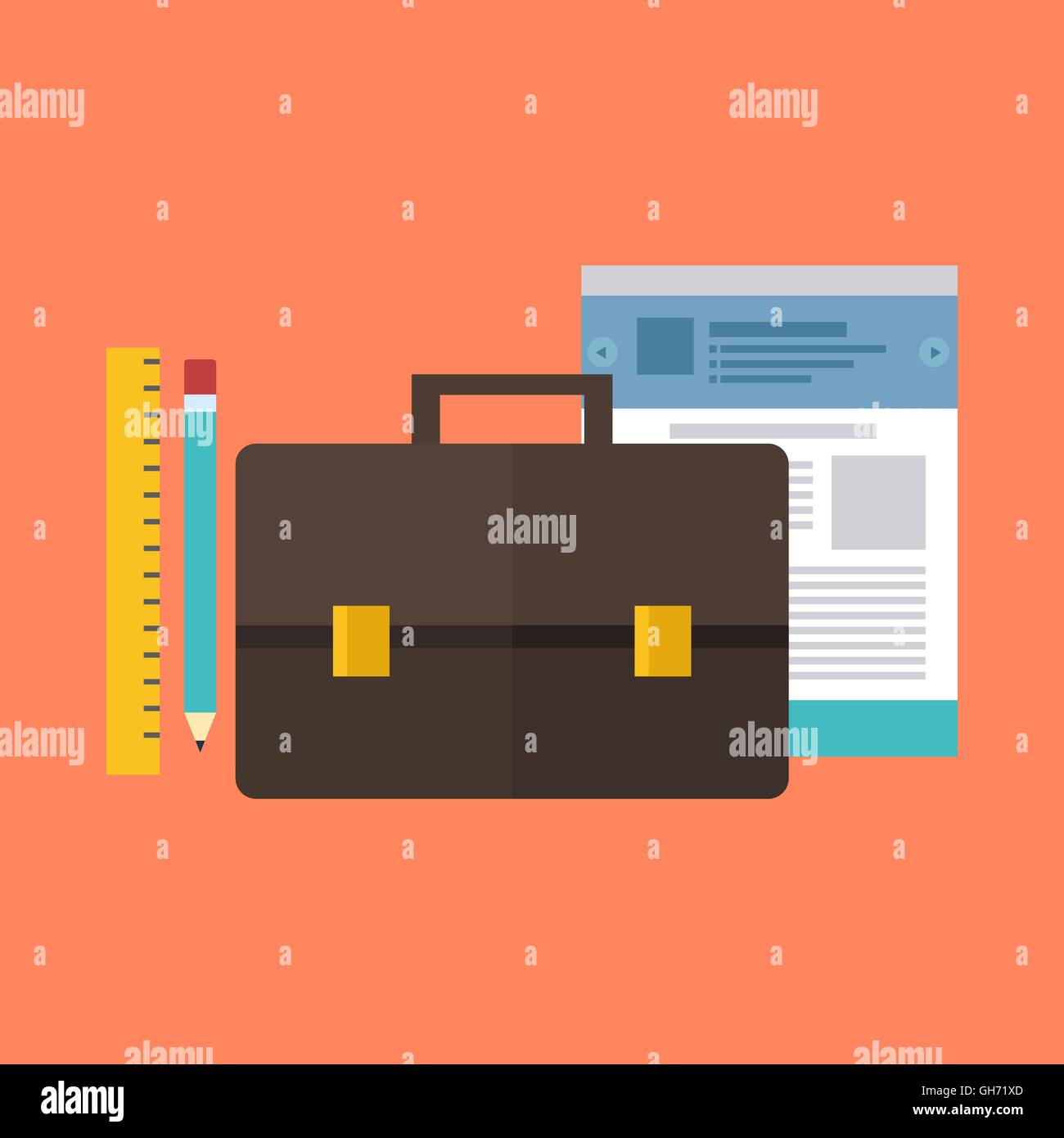 Portfolio concept. Flat design stylish. Isolated on color background ...