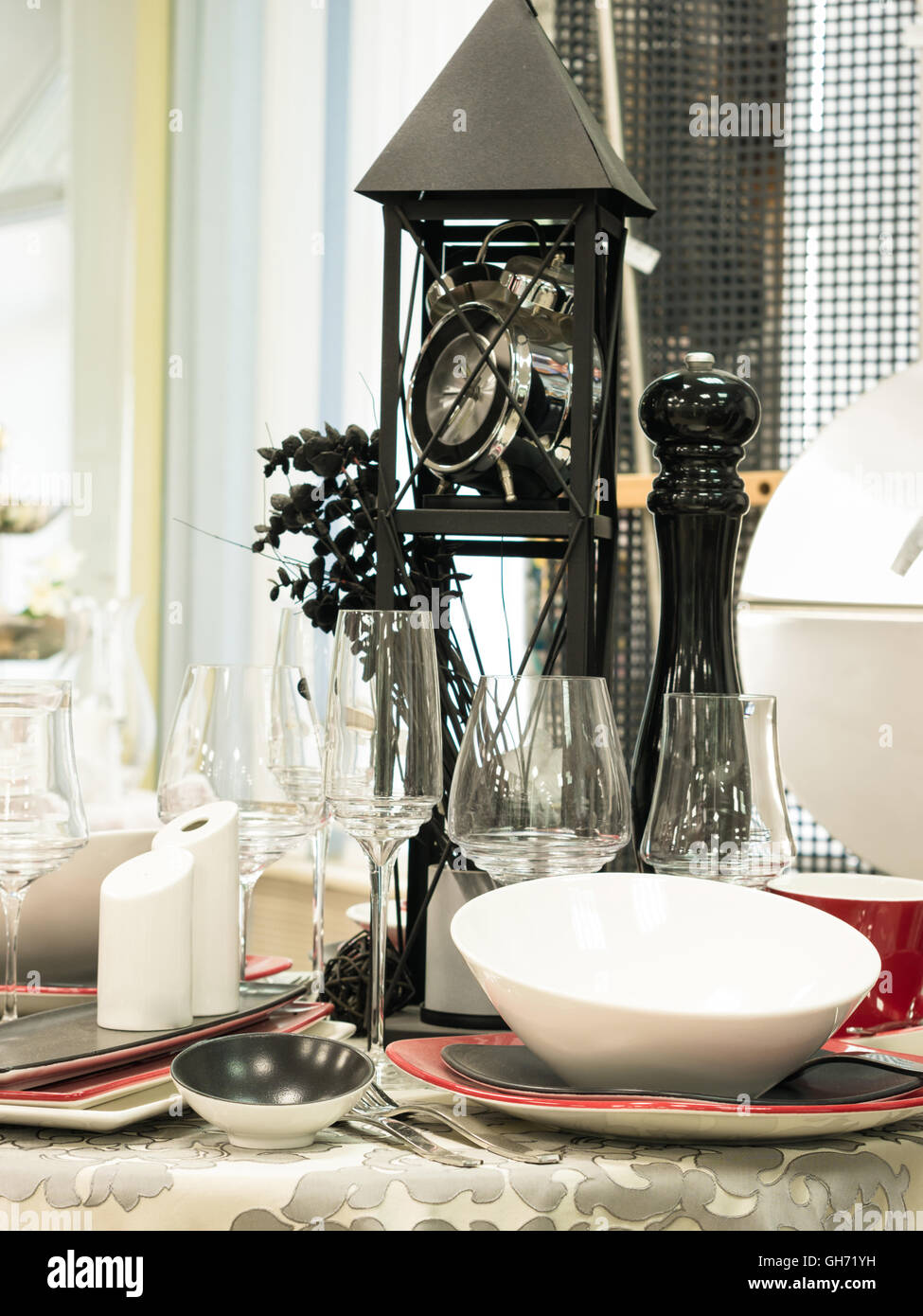 Set of dishes on table Stock Photo - Alamy