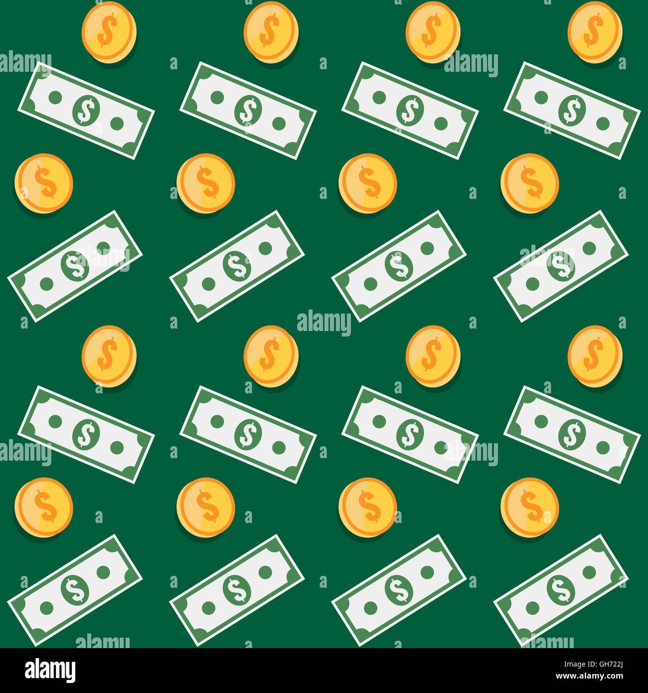 Seamless pattern. Coin and paper money symbols. Vector Illustration ...