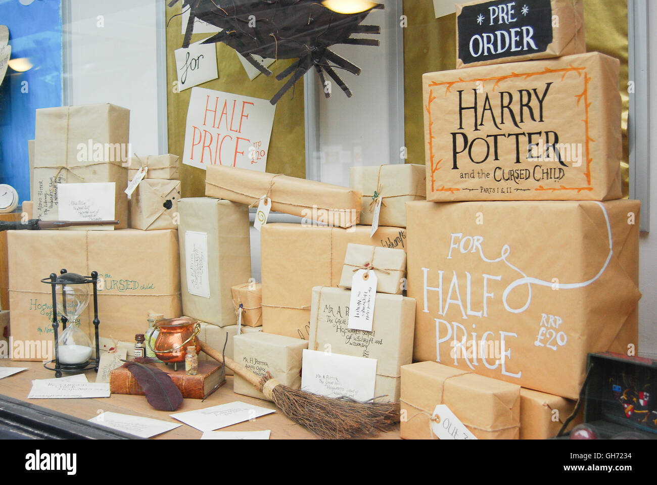 A bookstore window displays advertising for the latest book in the ...