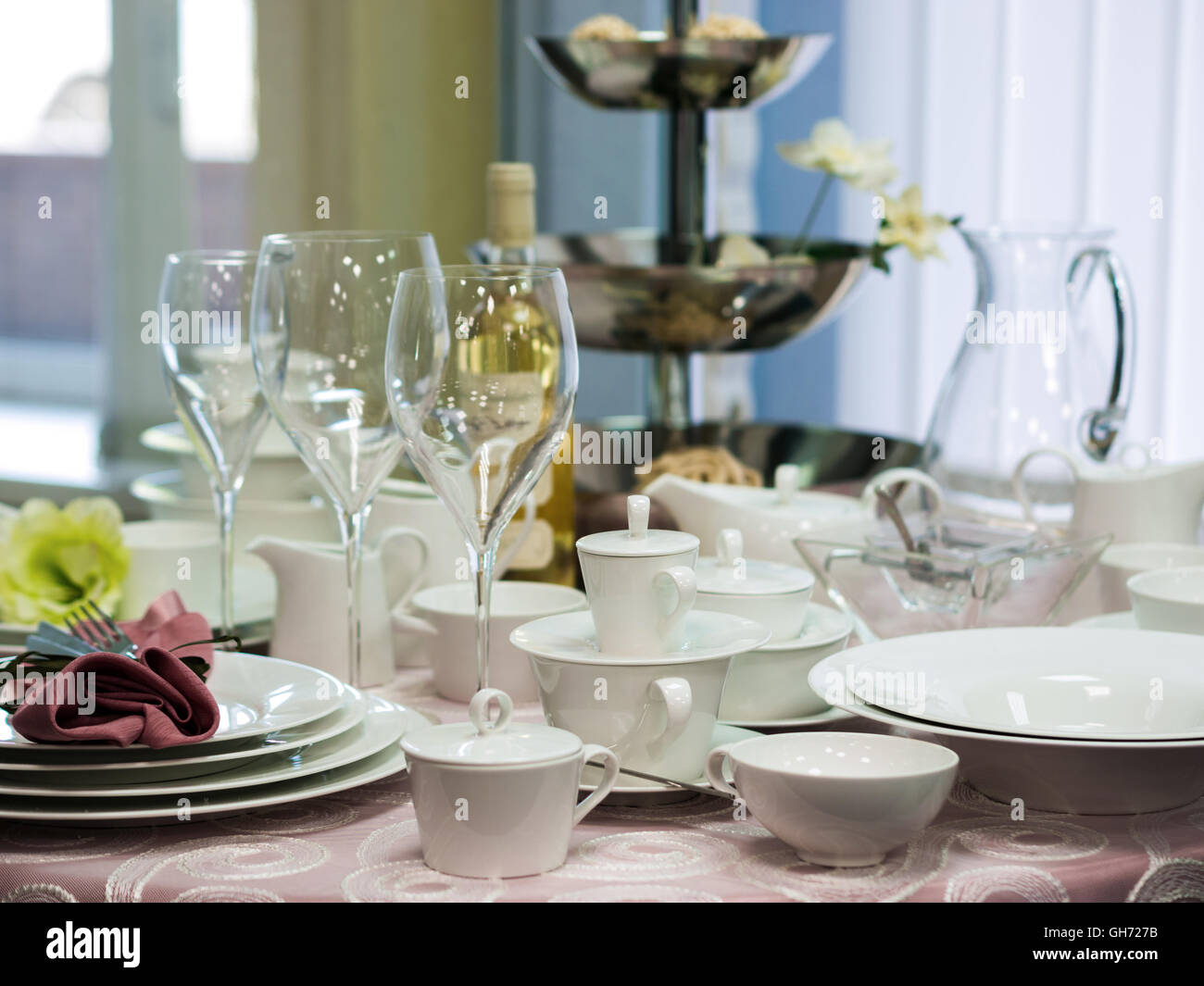 Set of dishes on table Stock Photo - Alamy