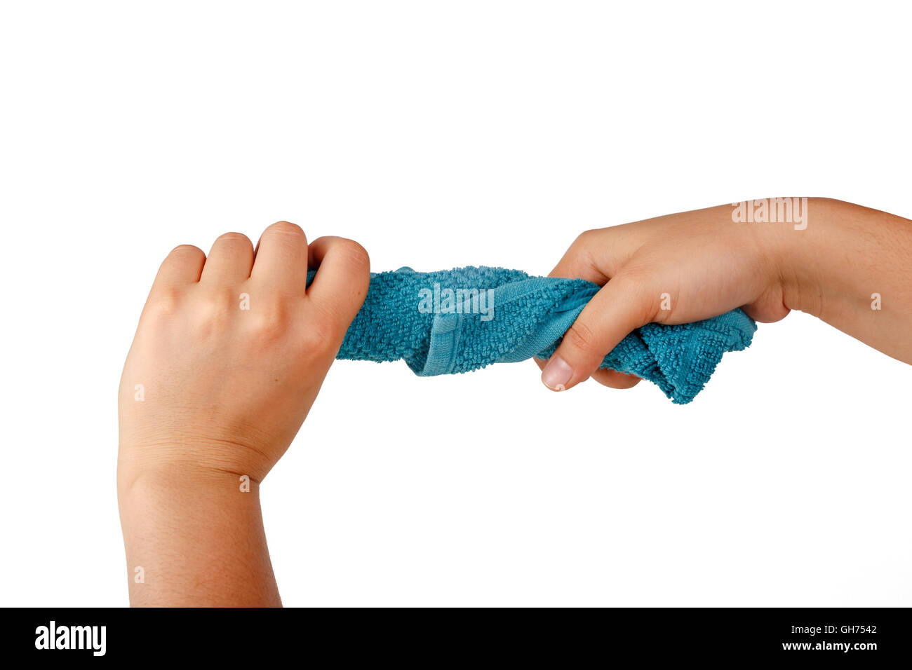 Hand holding wipe fabric for cleaning, isolated on white background ...