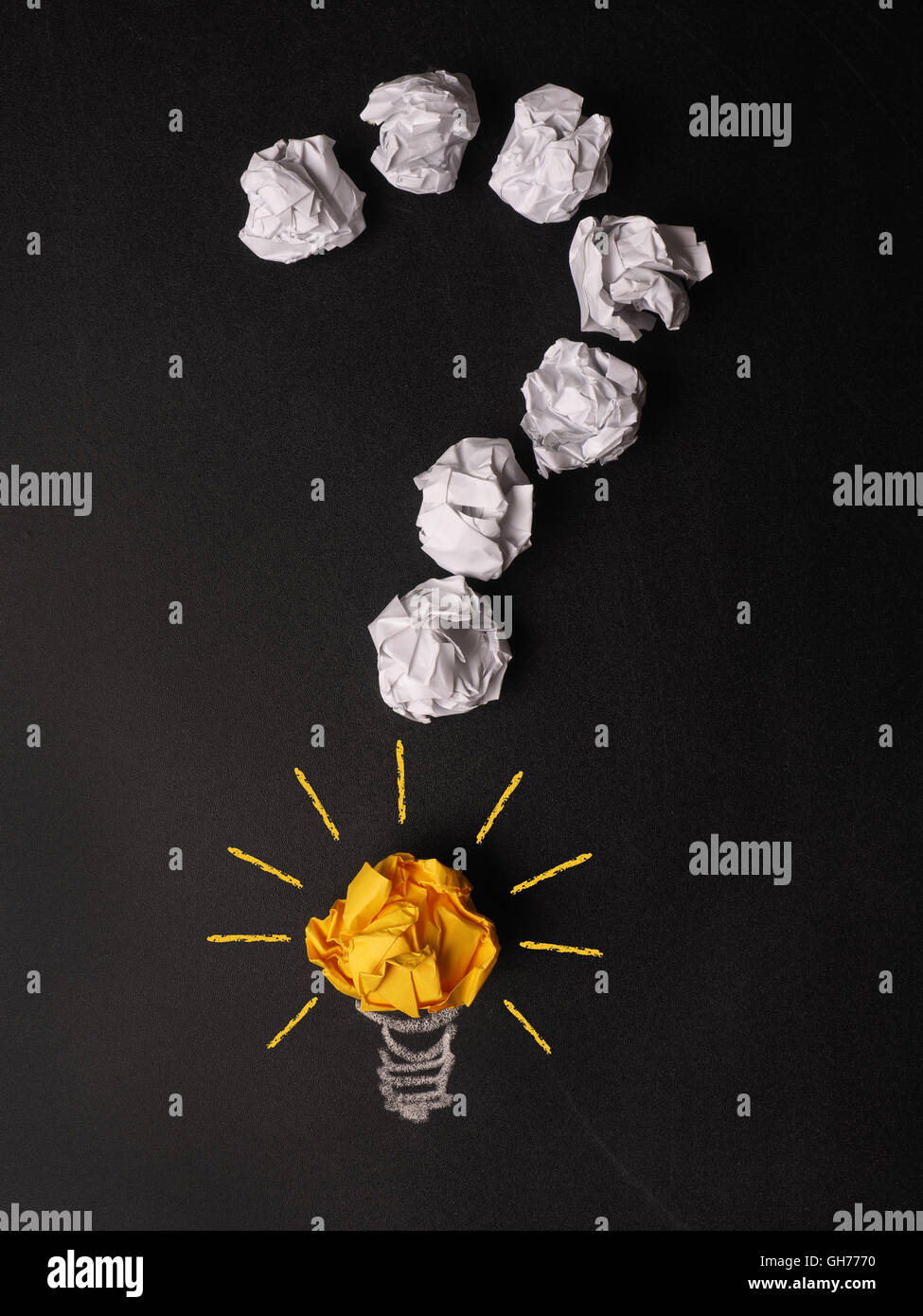 Question mark of crumpled paper on a chalkboard Stock Photo - Alamy
