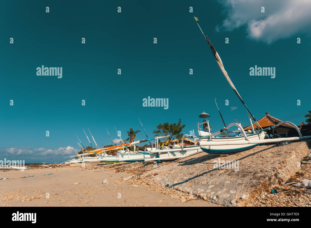 traditional catamaran boat, Bali Indonesia, Nusa Penida island with ...