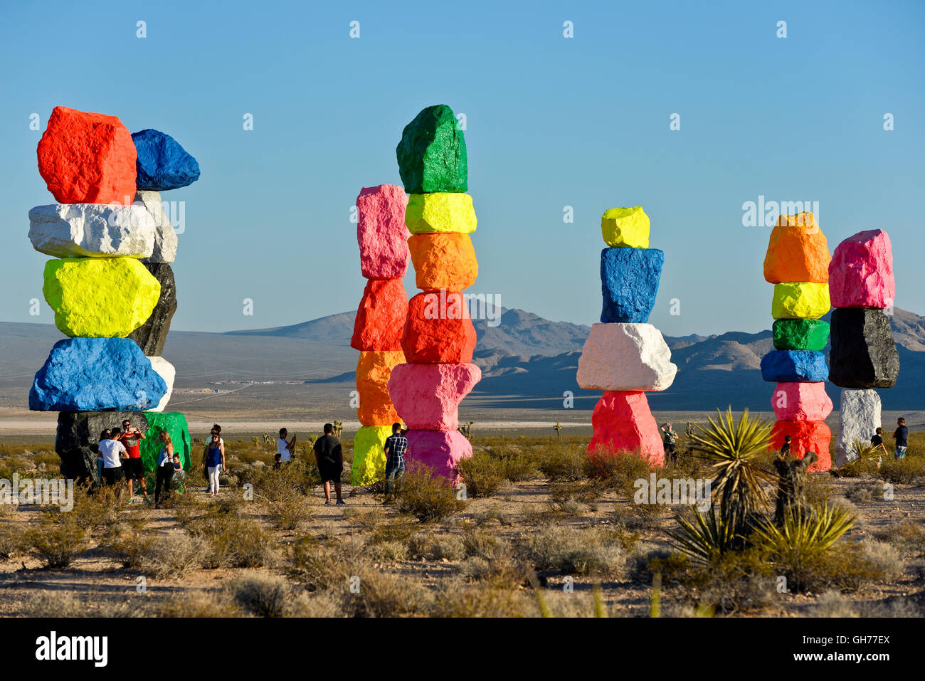 Swiss artist Ugo Rondinone’s Seven Magic Mountains, Interstate 15 near ...