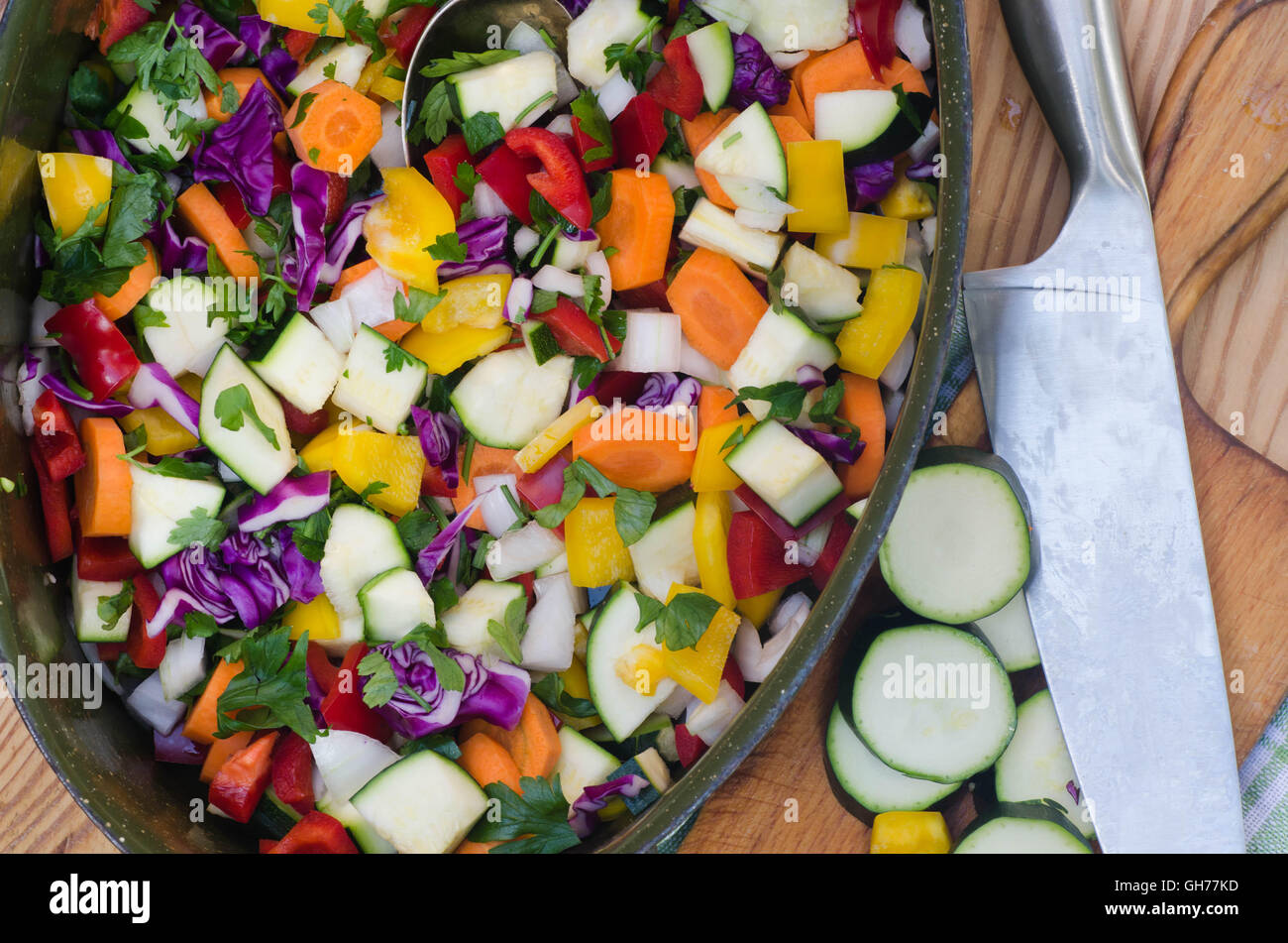 closeup to colorful chopped vegetables Stock Photo - Alamy