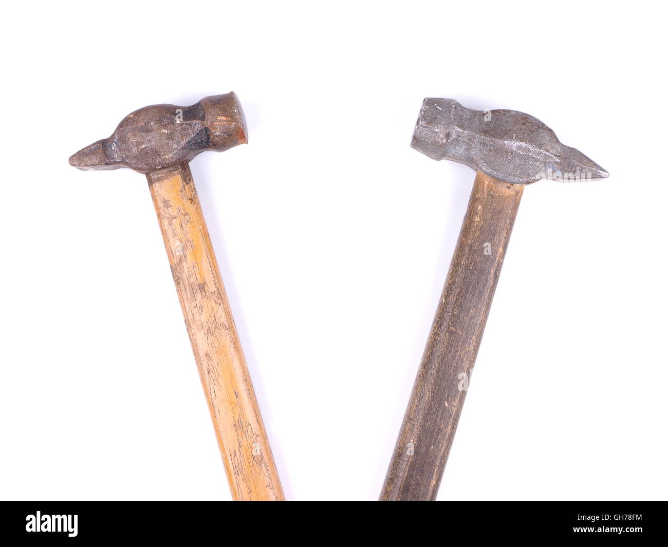 two old hammer on a white background Stock Photo - Alamy