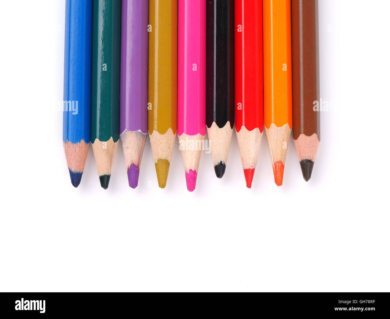 colored pencils on white background Stock Photo - Alamy