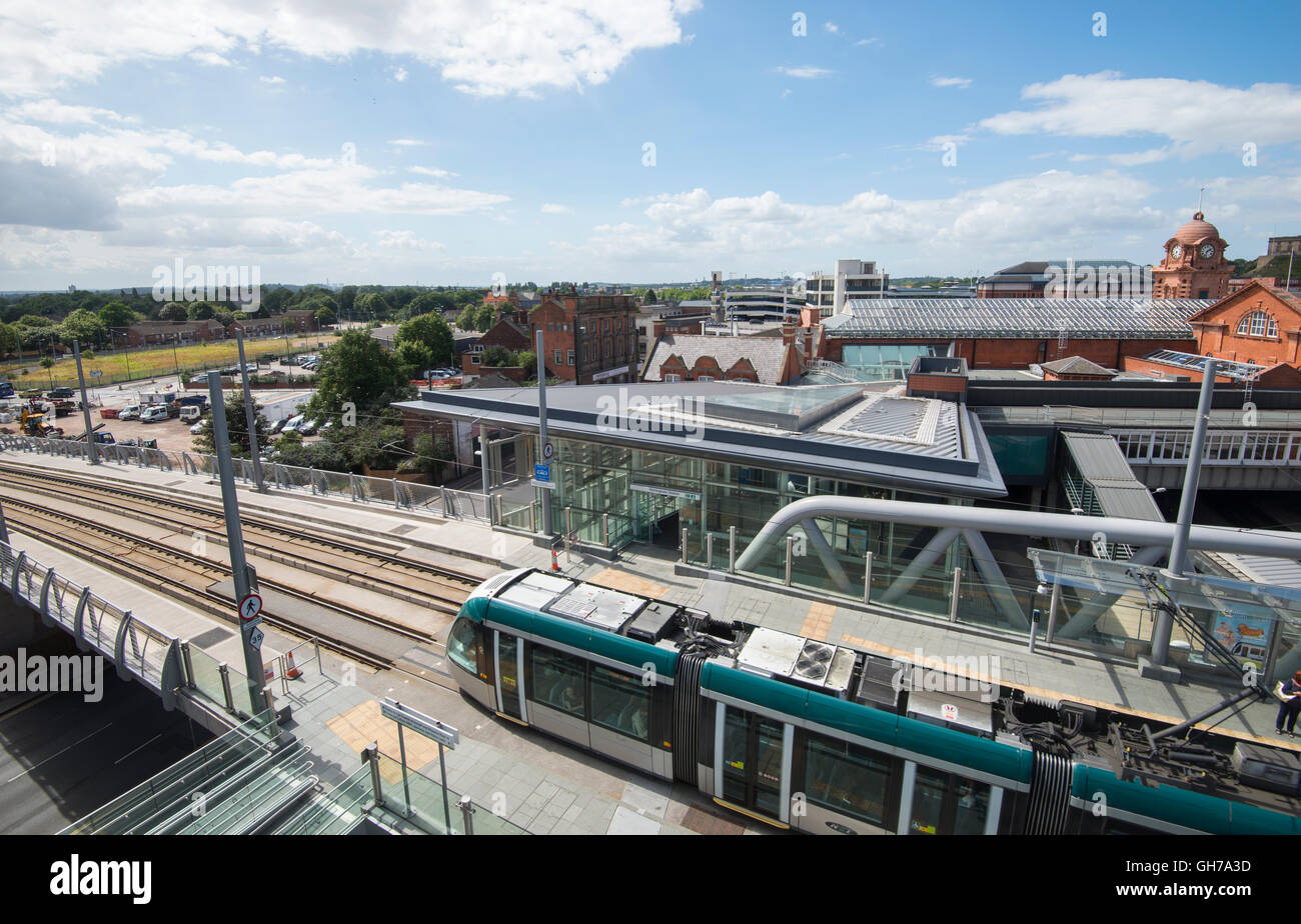Tram stop at Nottingham Train Station in Nottingham City ...