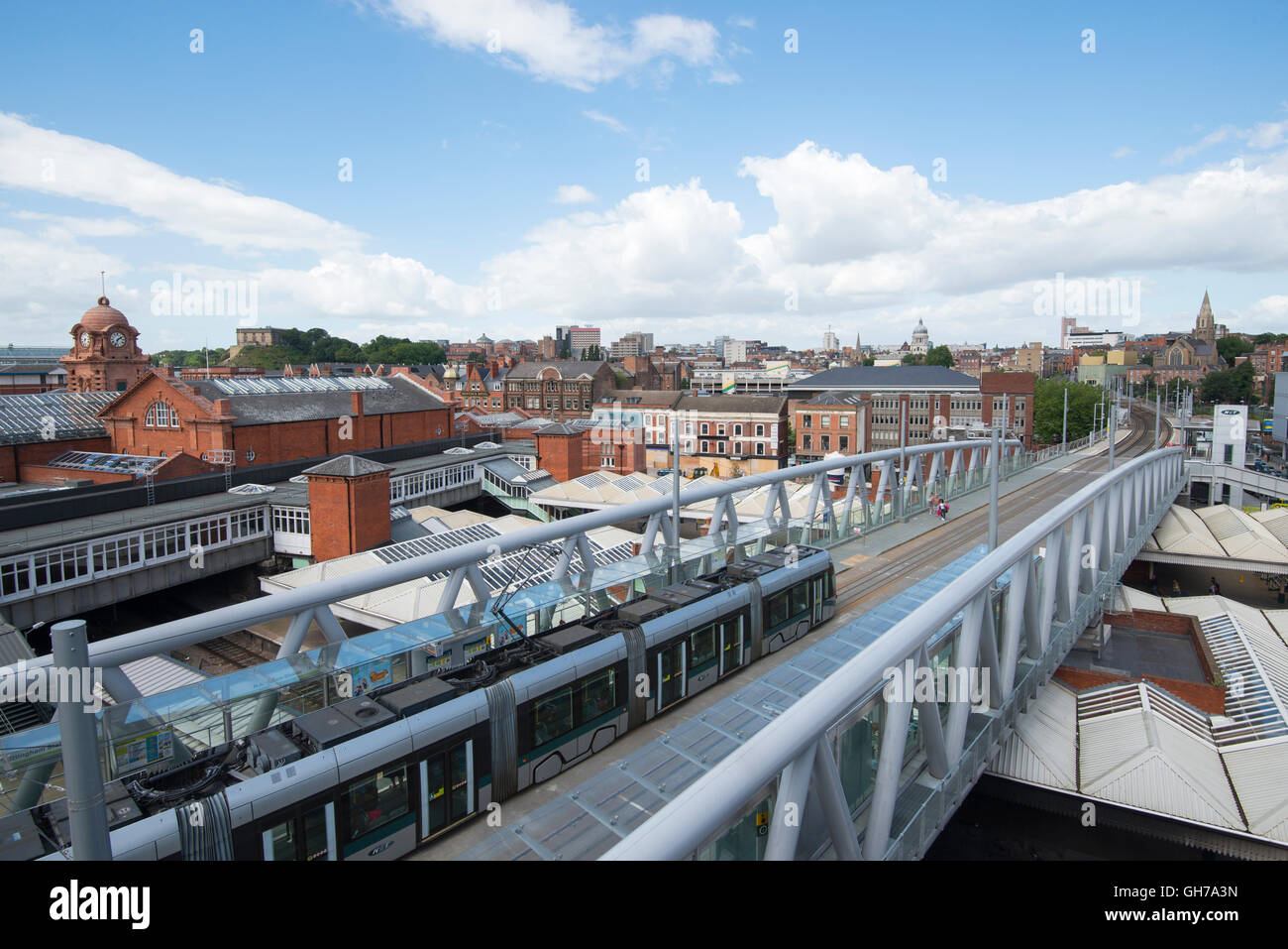 Tram line coming into Nottingham Train Station in Nottingham City ...