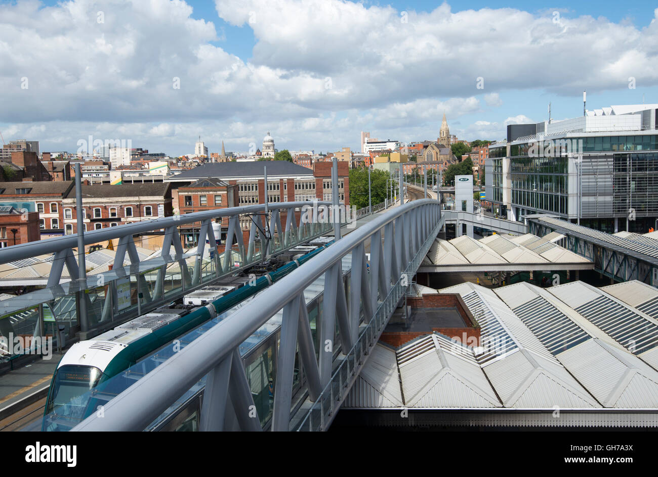 Tram line coming into Nottingham Train Station in Nottingham City ...