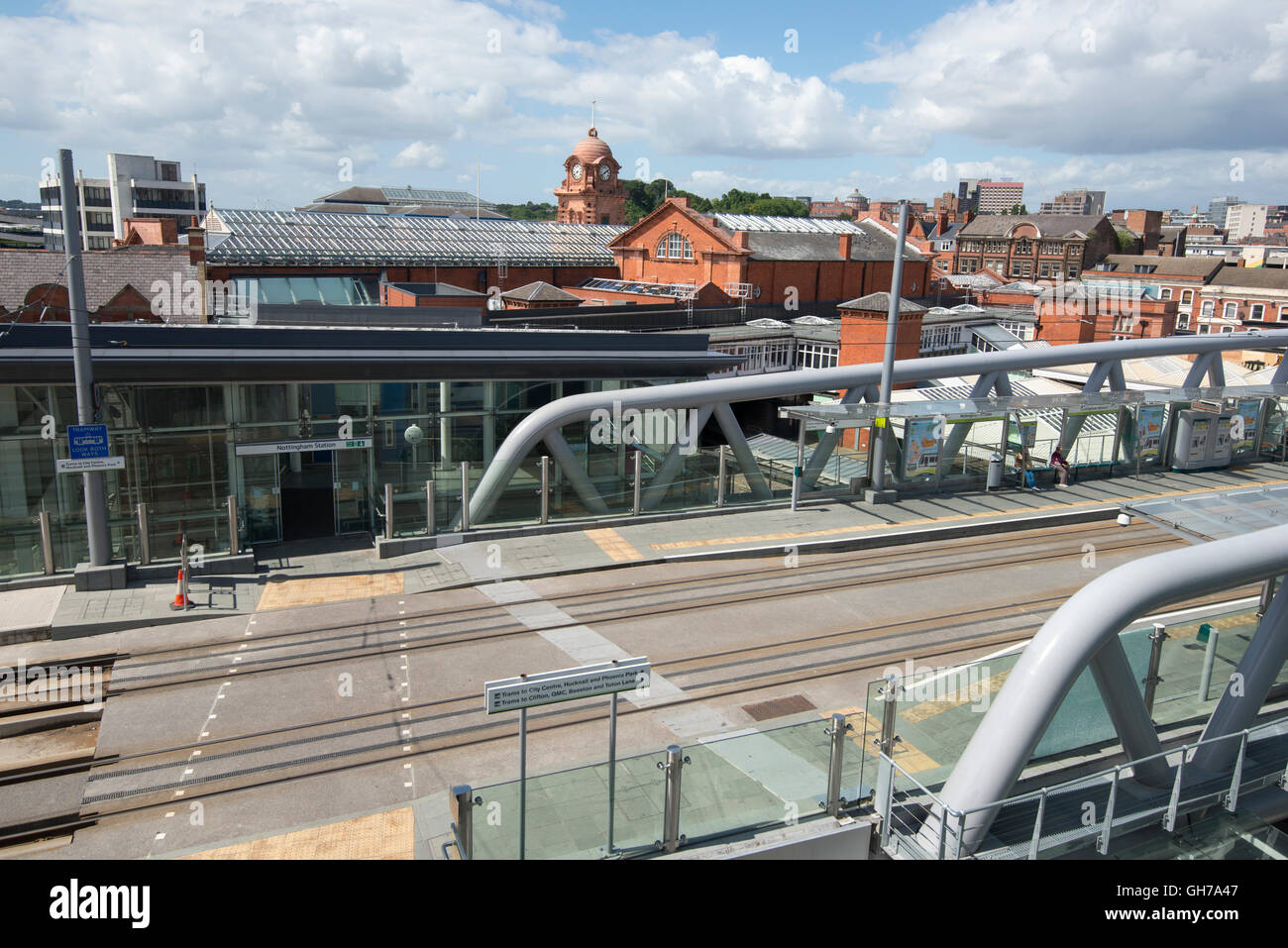 Tram stop at Nottingham Train Station in Nottingham City ...