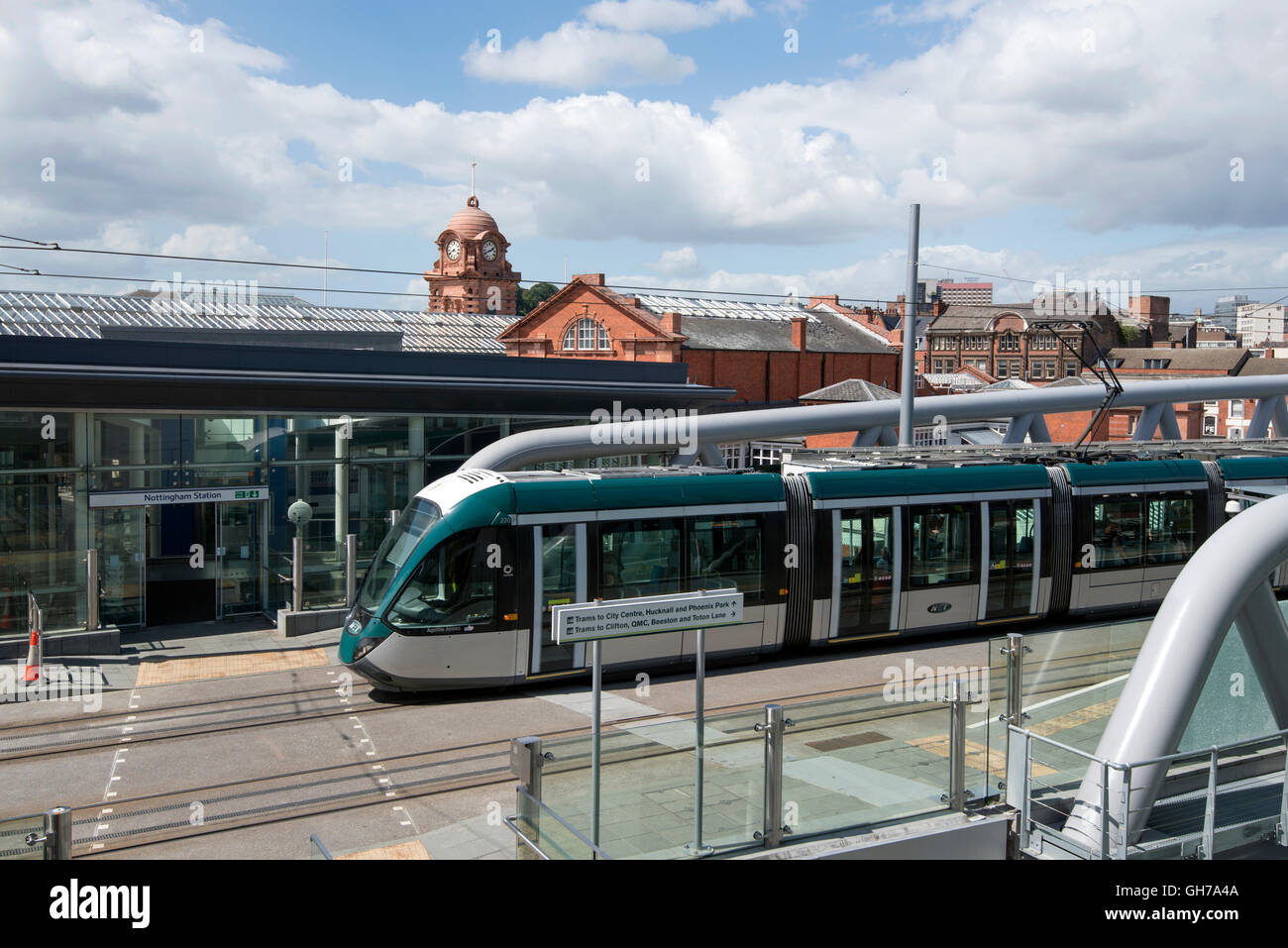 Tram stop at Nottingham Train Station in Nottingham City ...