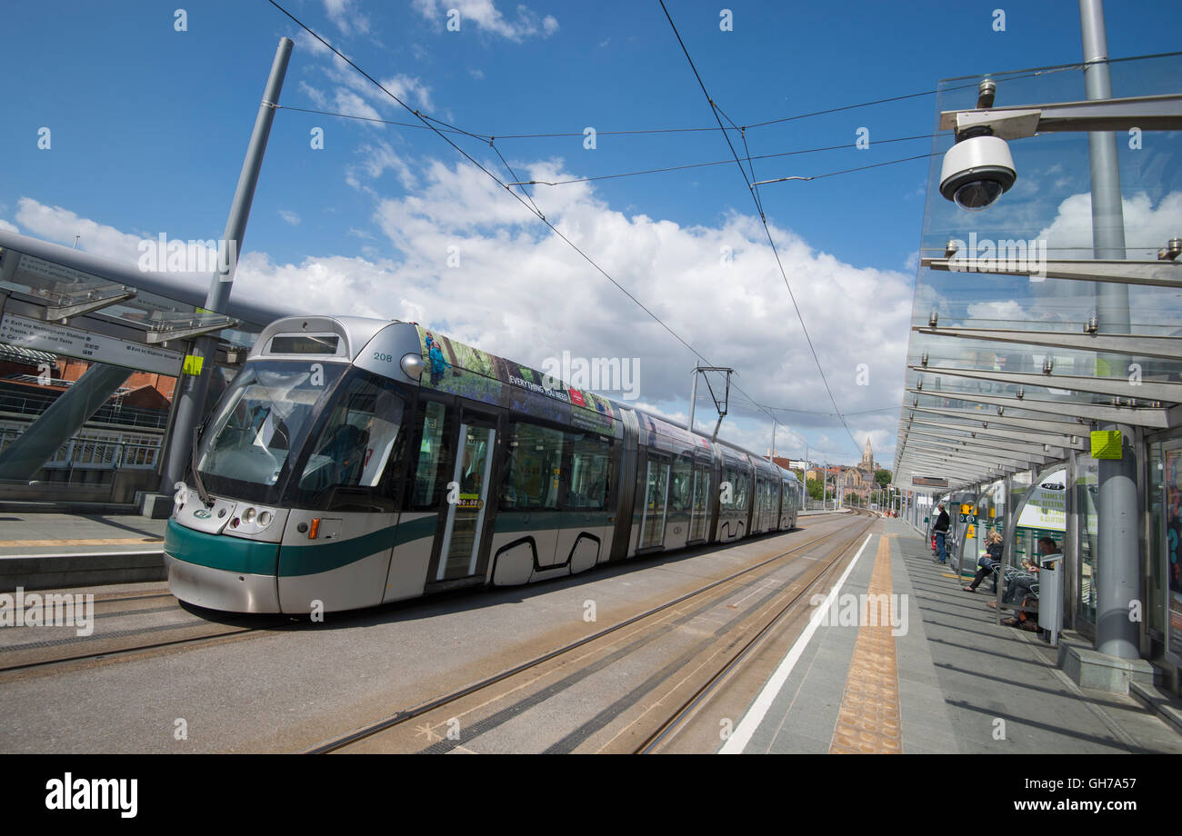 Tram stop at Nottingham Train Station in Nottingham City ...