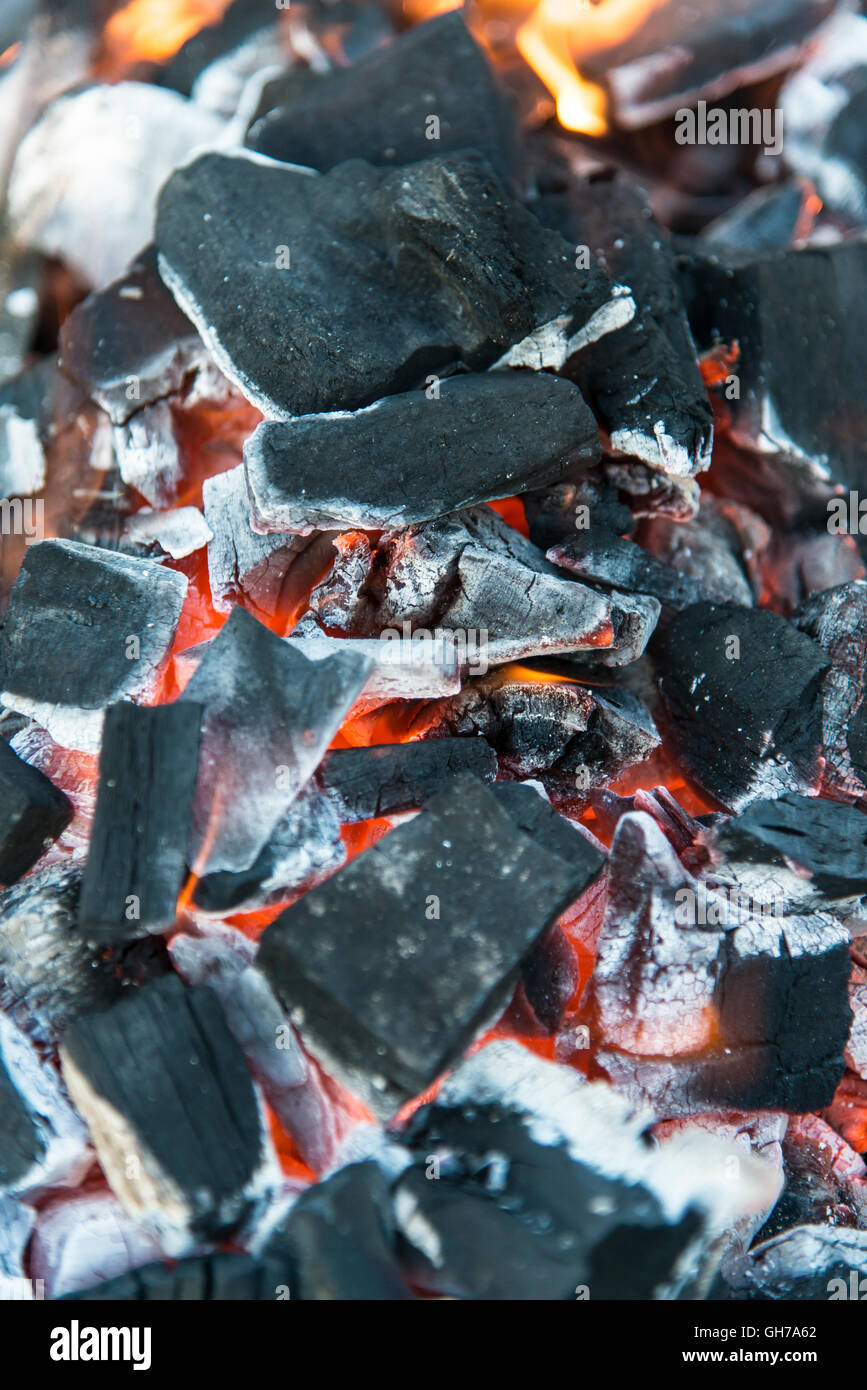 Fire burning coals Stock Photo - Alamy