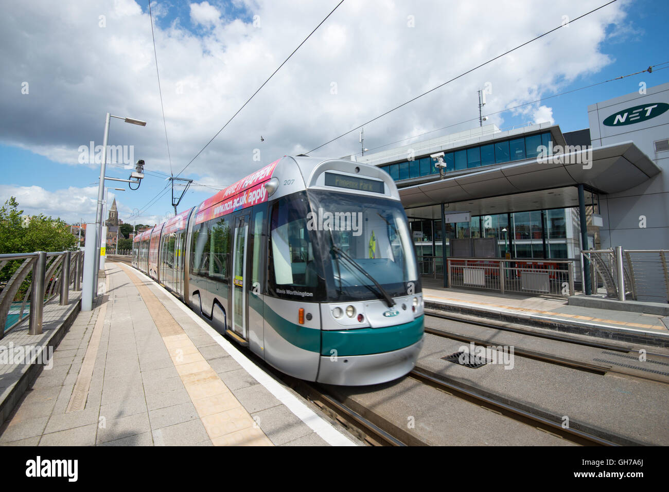 Tram stop at Nottingham Train Station in Nottingham City ...