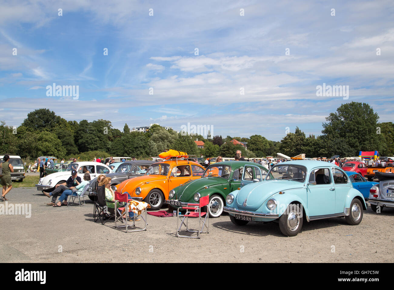Celle, Germany - August 7, 2016: People and several Volkswagen Kaefer ...