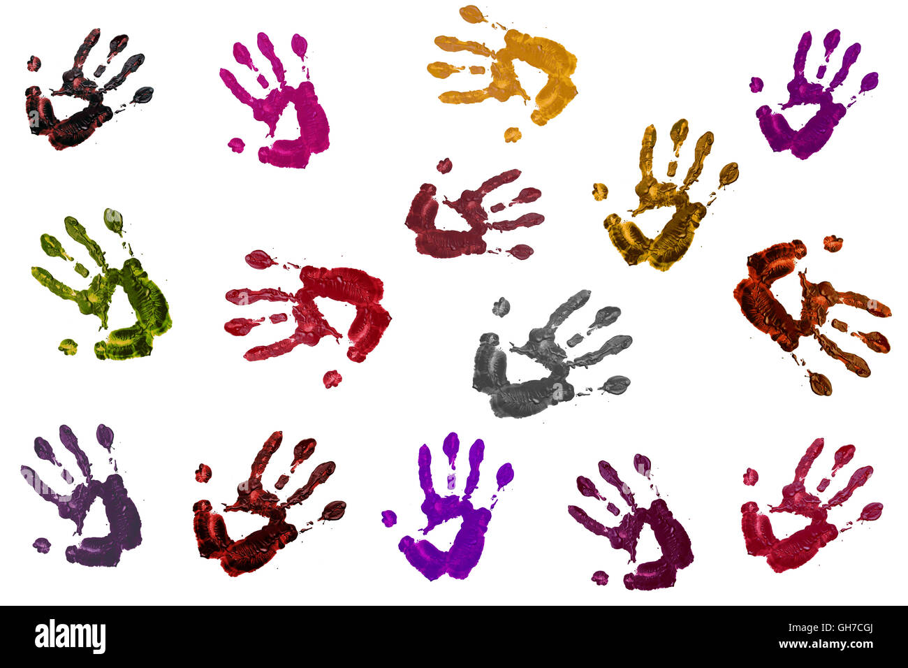 Colorful hands in white background. different color of hands are seeing ...