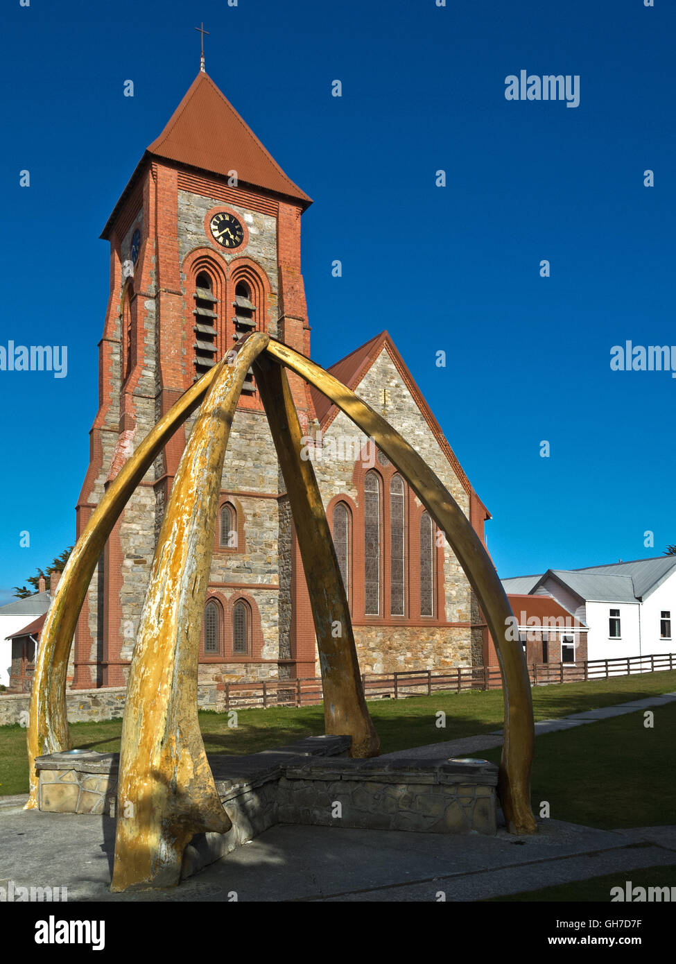 Whale bone arch in the entrance to Christ Church Cathedral in Stanley ...
