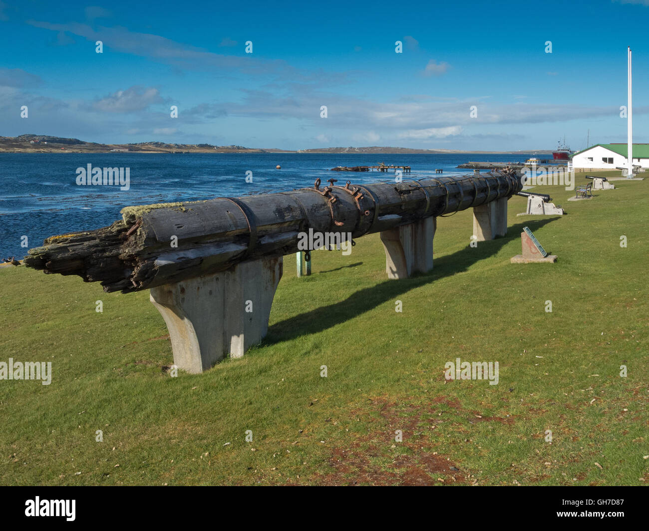 The mizzen mast from th SS Great Britain mounted as a memorial on the ...