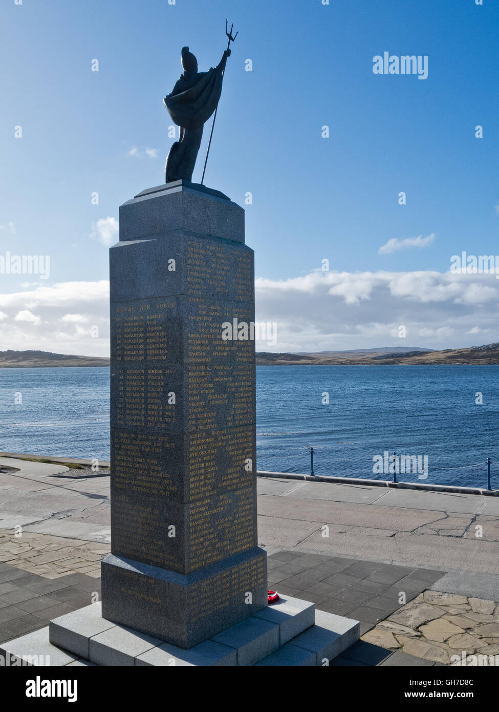 The Falklands conflict memorial on the seafront at Stanley (Port ...