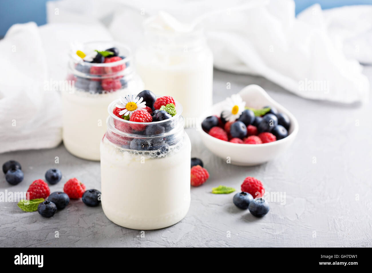 Fresh homemade yogurt in small jars Stock Photo - Alamy