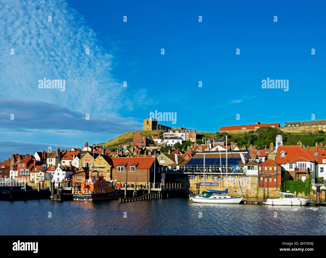 The estuary of the River Esk at Whitby, North Yorkshire, England UK ...
