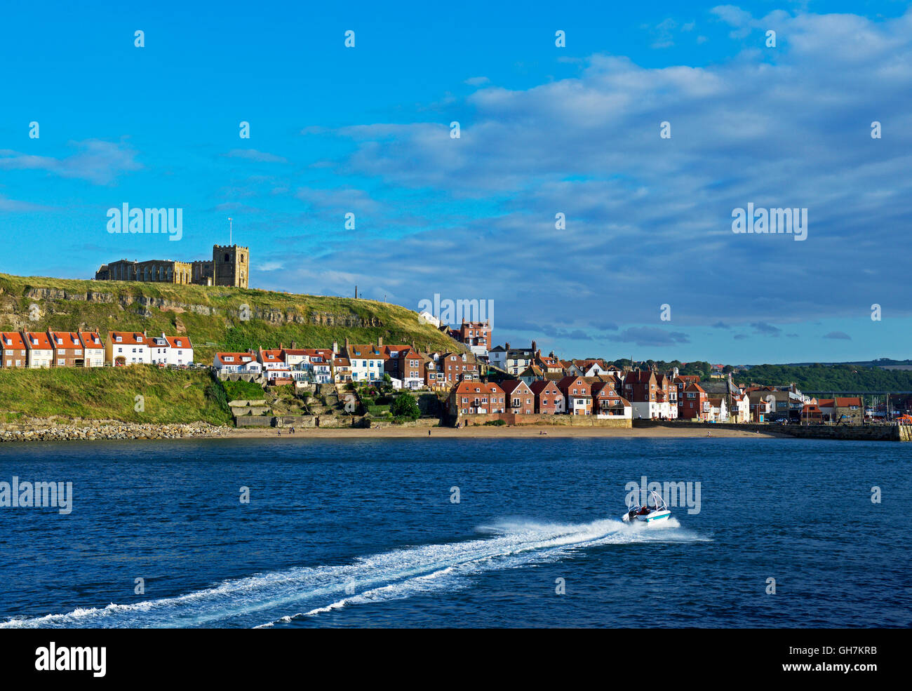 The estuary of the River Esk at Whitby, North Yorkshire, England UK ...