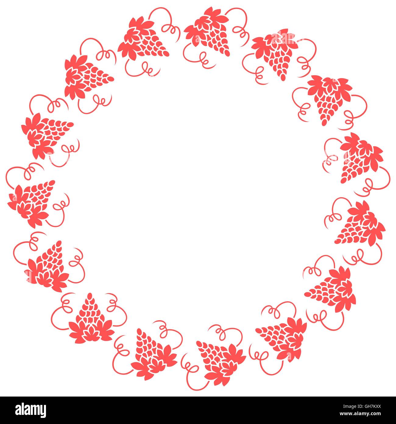 Stylized icon of a colored bunch of grapes arranged in a circle on a ...