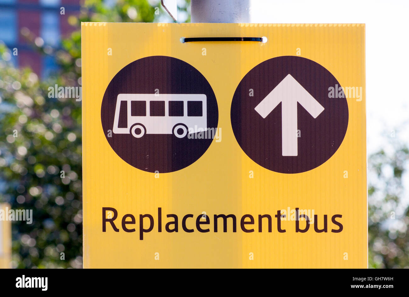 Replacement Bus Sign Stock Photo - Alamy