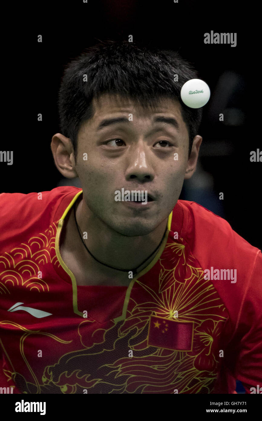 Rio De Janeiro, Brazil. 8th Aug, 2016. Zhang Jike of China competes ...