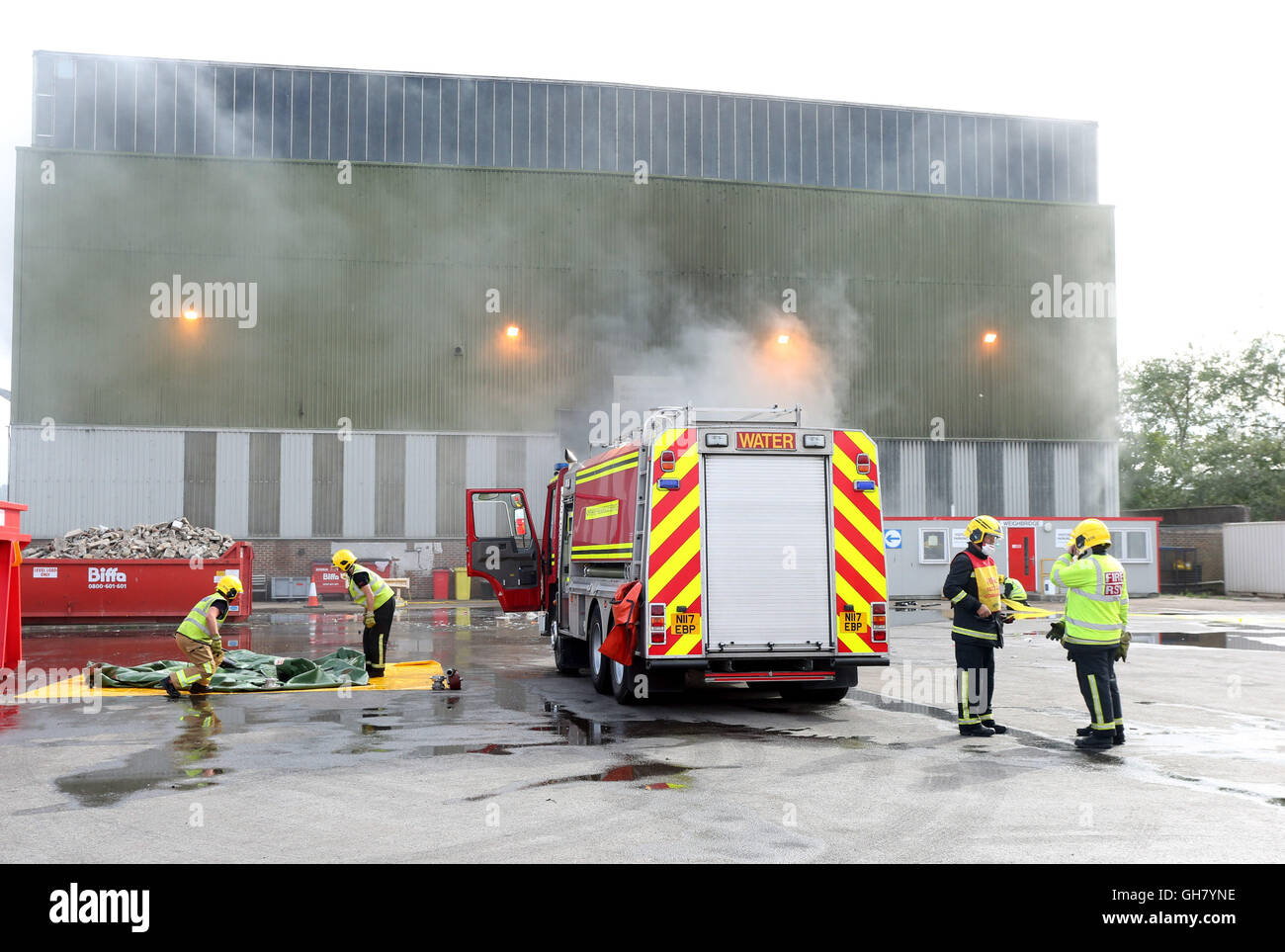 Marchwood, Hamphire, UK. 8th August 2016. Emergency crews from ...