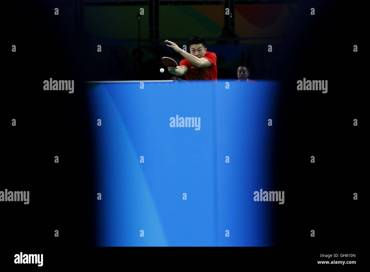 Rio de Janeiro, Brazil. 8th August, 2016. Ma Long of China returns the ...