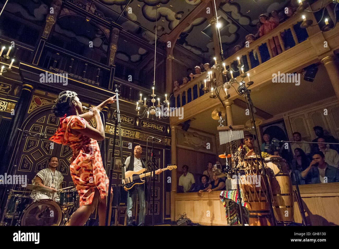 London, UK. 8th August, 2016. Eno Williams of Ibibio Sound Machine ...