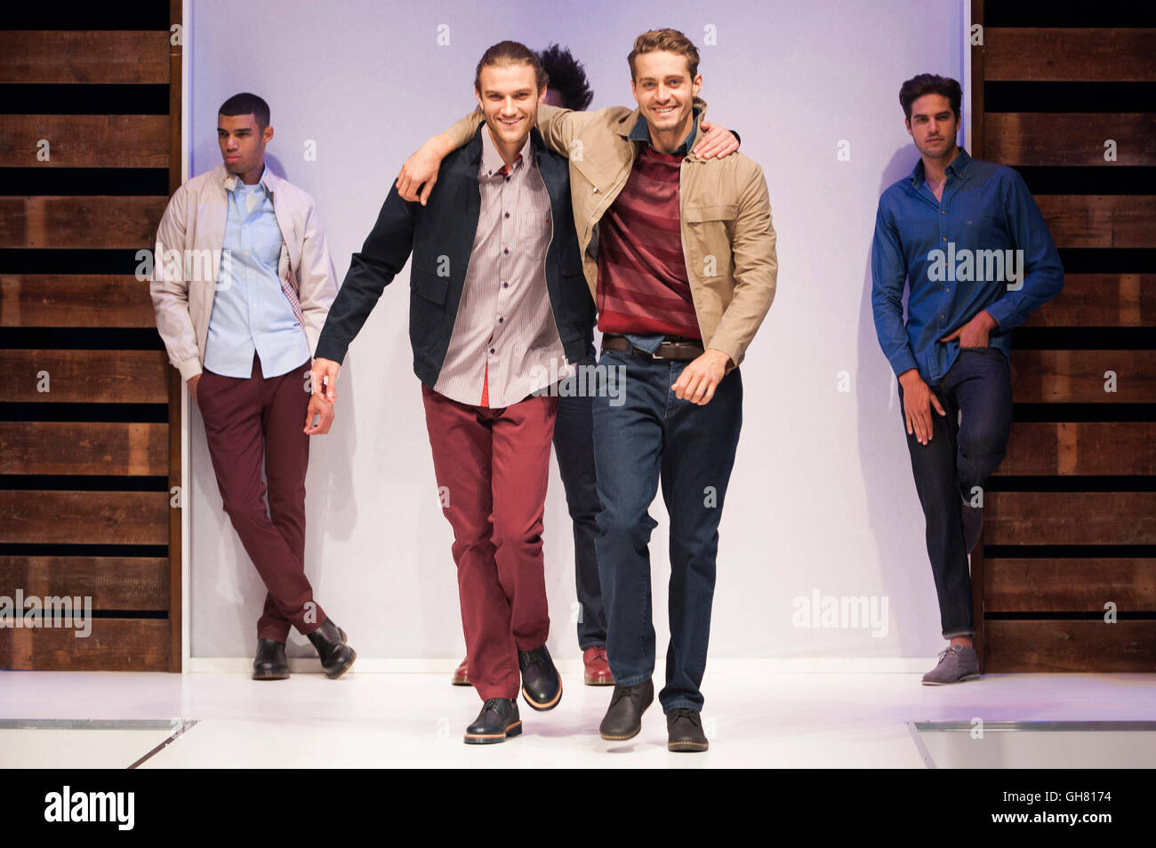 Models on the menswear catwalk at Moda Spring Summer 2017, Birmingham ...