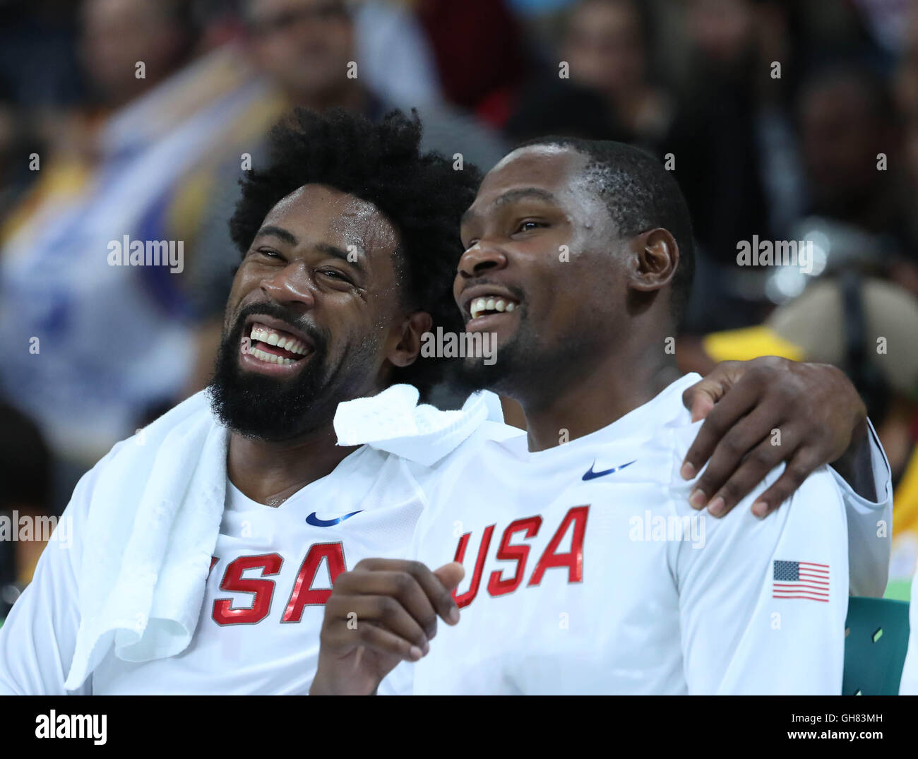Rio de Janeiro, Brazil. 8th August, 2016. DeAndre Jordan (L) from the ...