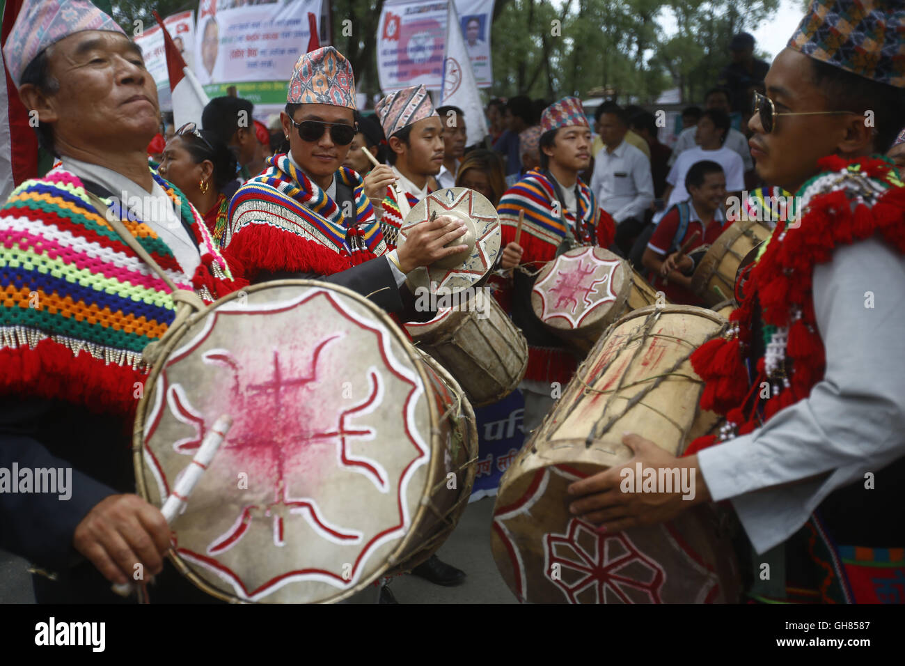 Kathmandu, Nepal. 9th Aug, 2016. Nepalese people from various ethnic ...