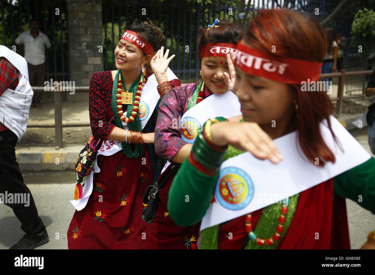 Kathmandu, Nepal. 9th Aug, 2016. Nepalese people from various ethnic ...