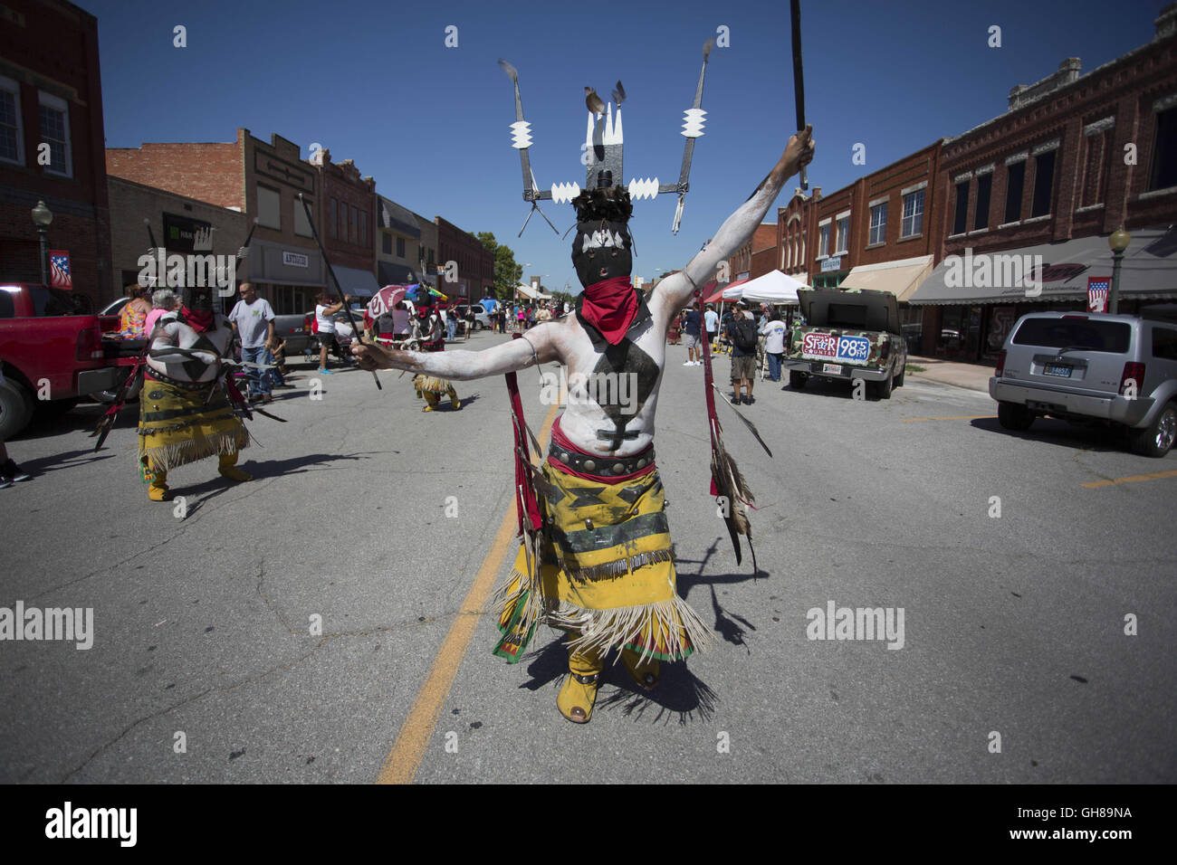 Anadarko, Oklahoma, USA. 8th Nov, 2016. A fire dancer marches during ...