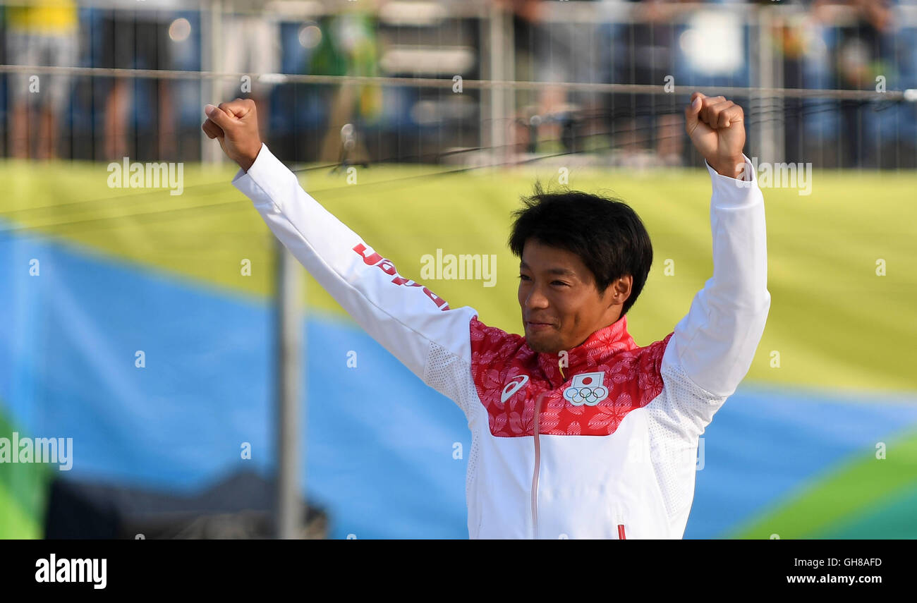 Rio de Janeiro, Brazil. 09th Aug, 2016. Takuya Haneda (JPN) celebrates ...