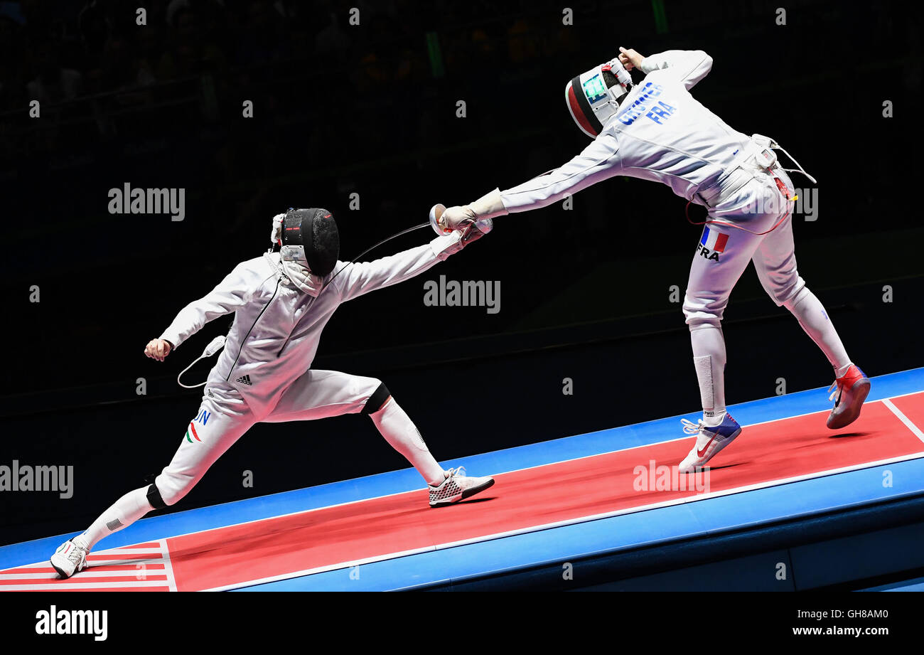 Rio De Janeiro, Brazil. 9th Aug, 2016. Geza Imre (L) of of Hungary ...