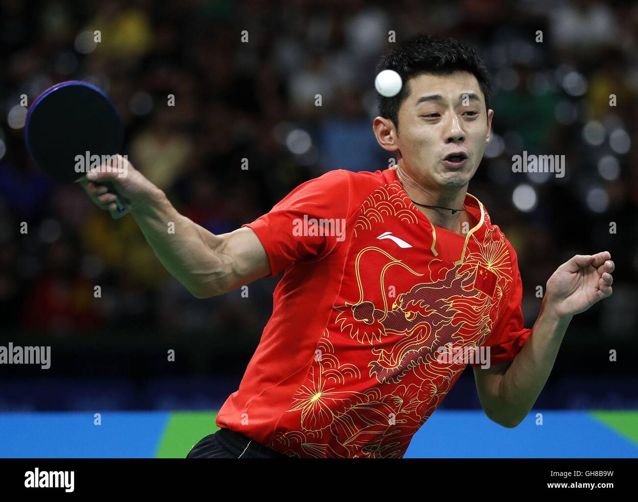 Rio De Janeiro, Brazil. 9th Aug, 2016. Zhang Jike of China competes ...