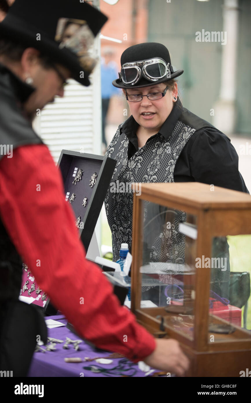 attendees browsing the wears on a traders stall at Papplewick Pumping ...
