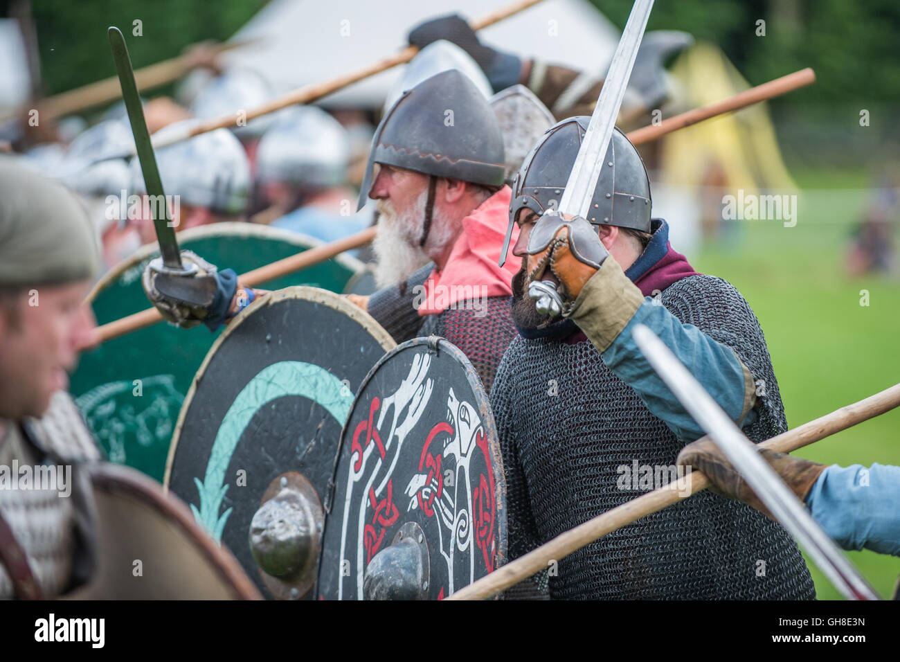 Viking battle re-enactment. Melee Stock Photo - Alamy