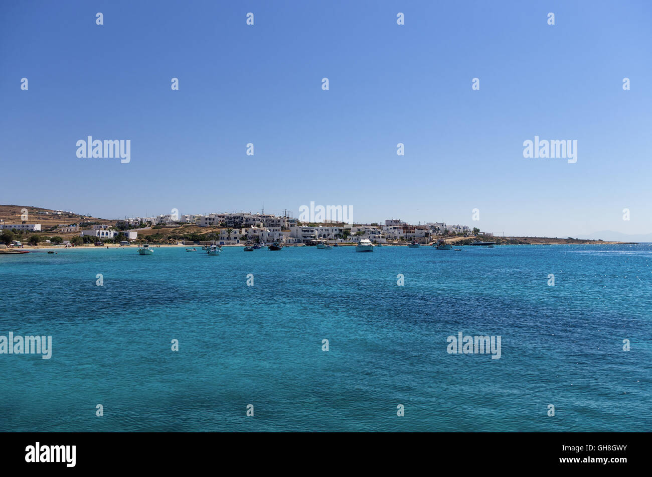 Bay and village in Ano Koufonisi island, Cyclades, Greece Stock Photo ...